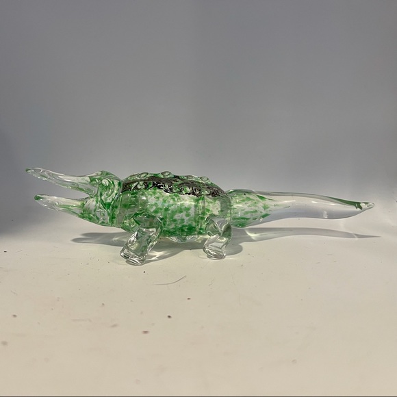 Accents | Blown Glass Alligator 1 Long Clear With Green Black | Poshmark